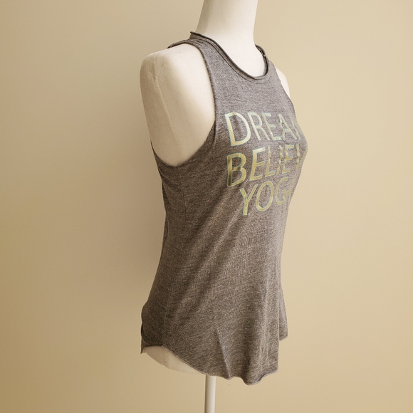 Chaser | Tops | Chaser Tank Top Xs Dream Believe Yoga Tee Gray | Poshmark